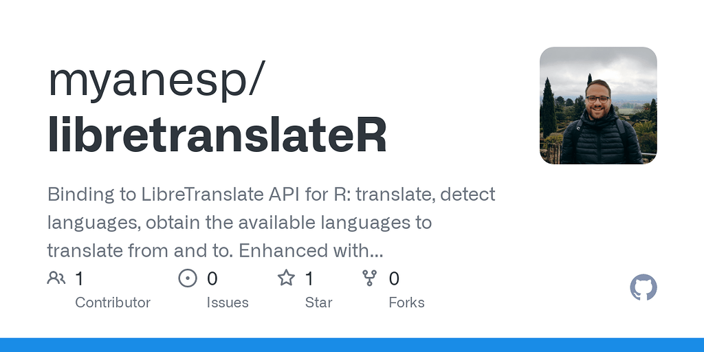 GitHub - myanesp/libretranslateR: Binding to LibreTranslate API for R - General - LibreTranslate ...