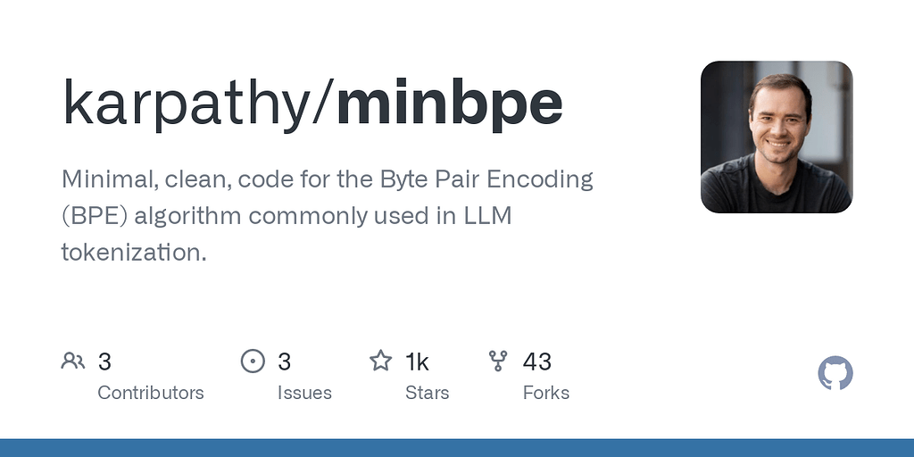 GitHub - karpathy/minbpe: Minimal, clean, code for Byte Pair Encoding - Argos Translate ...