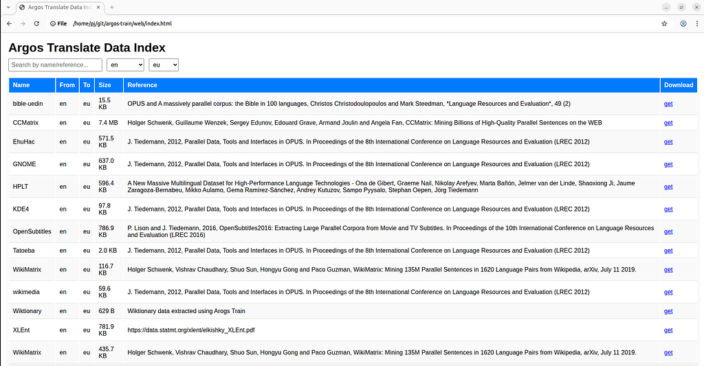 Argos Translate Data Web View - Argos Translate - LibreTranslate Community