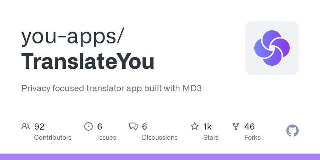 GitHub - you-apps/TranslateYou: Privacy focused translator app built with MD3 - General ...
